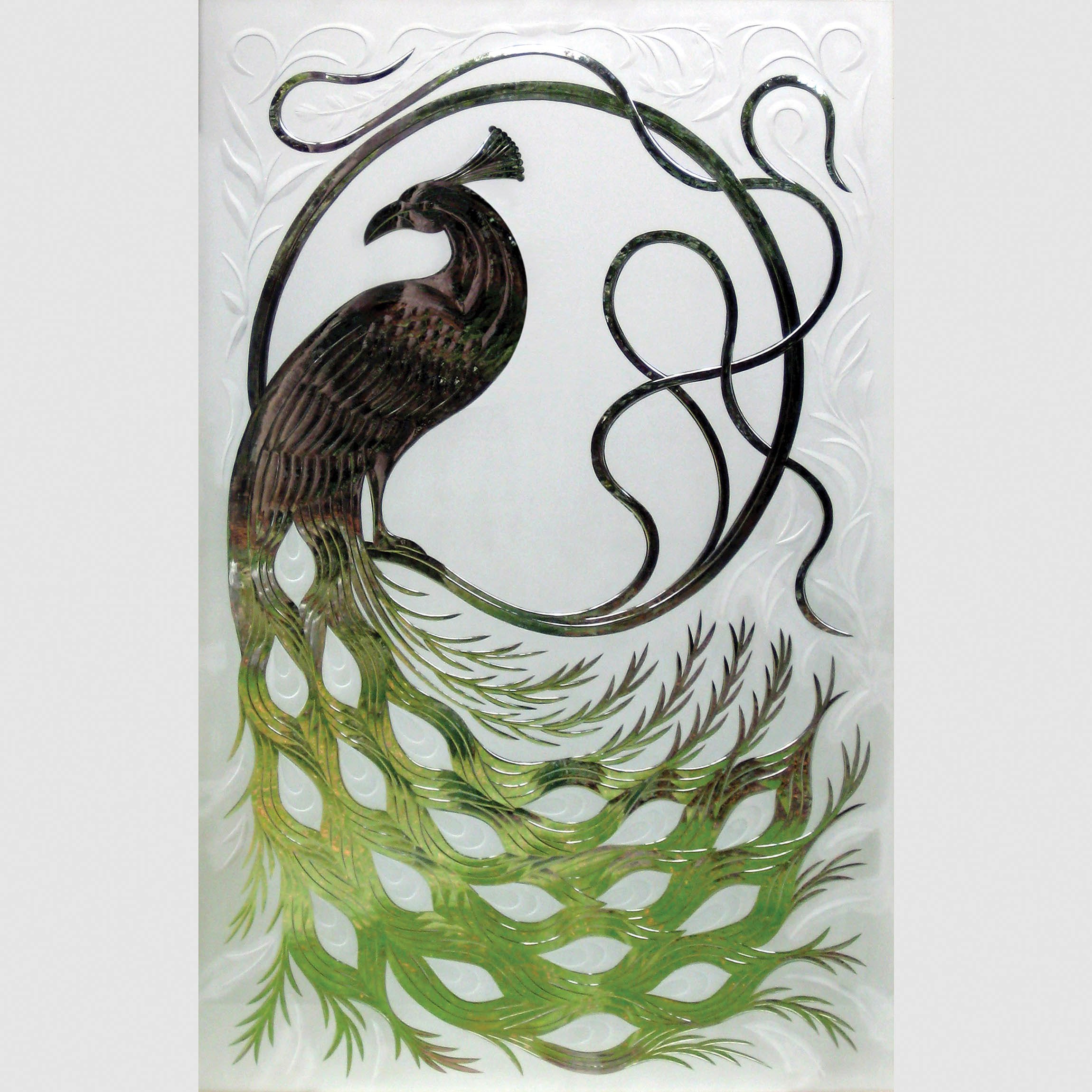 Peacock From The Sandblast Etching Portfolio Ellison Art Glass